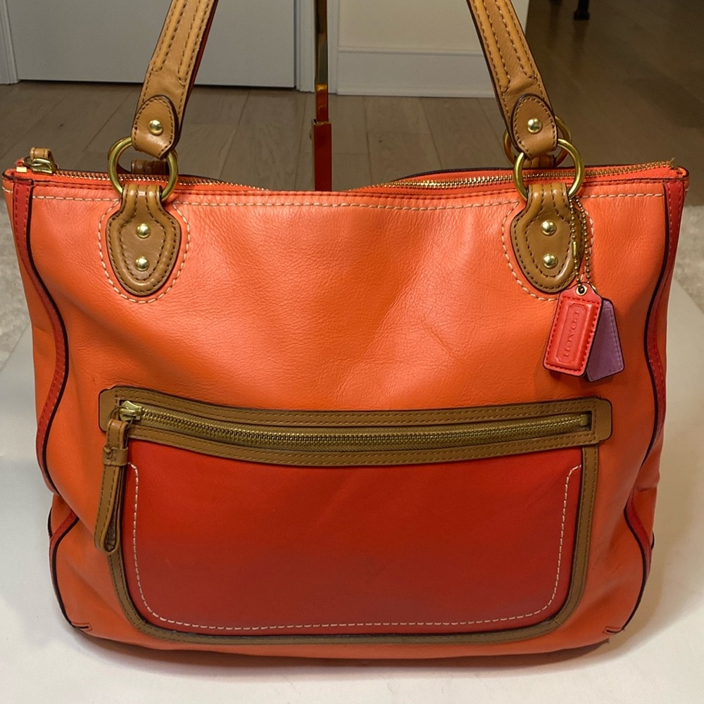 Coach Hallie Tote Color Block Vermillion 22430 - Gem
